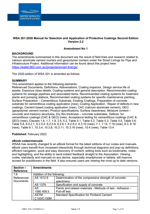 WSA 201:2020 Amd 1:2021